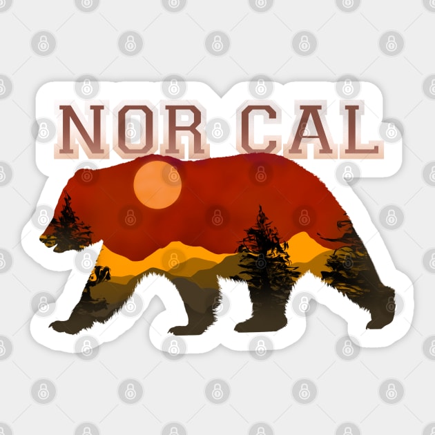 Nor Cal Sunset in bear silhouette - Nor Cal Bear - Sticker | TeePublic