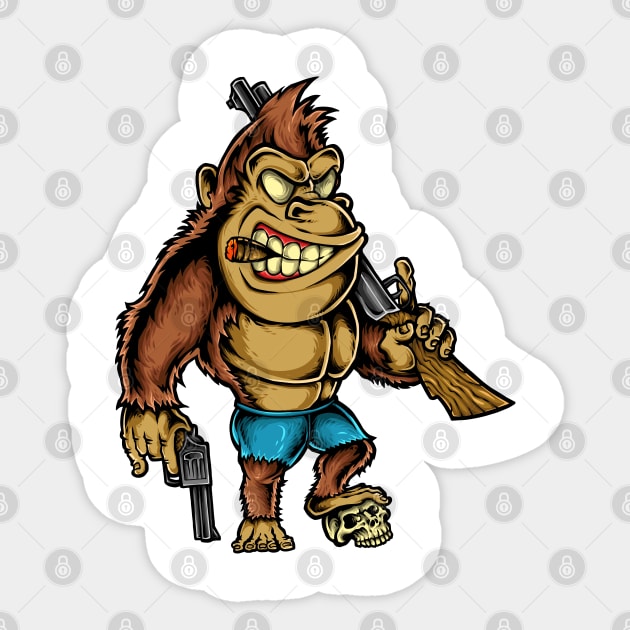 crazy monkey with gun