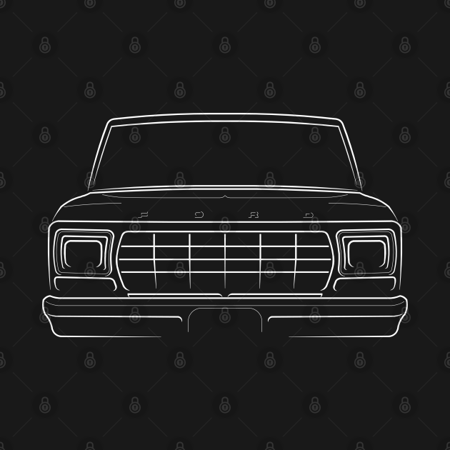 1979 Ford F-100 Pickup - front stencil, white - F100 - T-Shirt | TeePublic