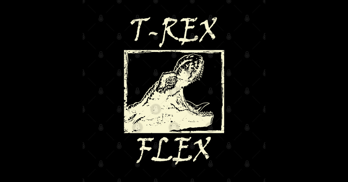 T-Rex Flex Dino Distressed Retro White - T Rex - Posters and Art Prints ...