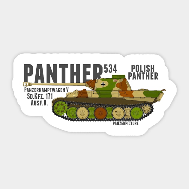 Panther Ausf D 534 Polish Panther Breda. T-Shirt - Panzer - Sticker ...