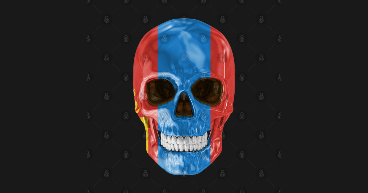 Mongolia Flag Skull - Gift for Mongolian With Roots From Mongolia ...