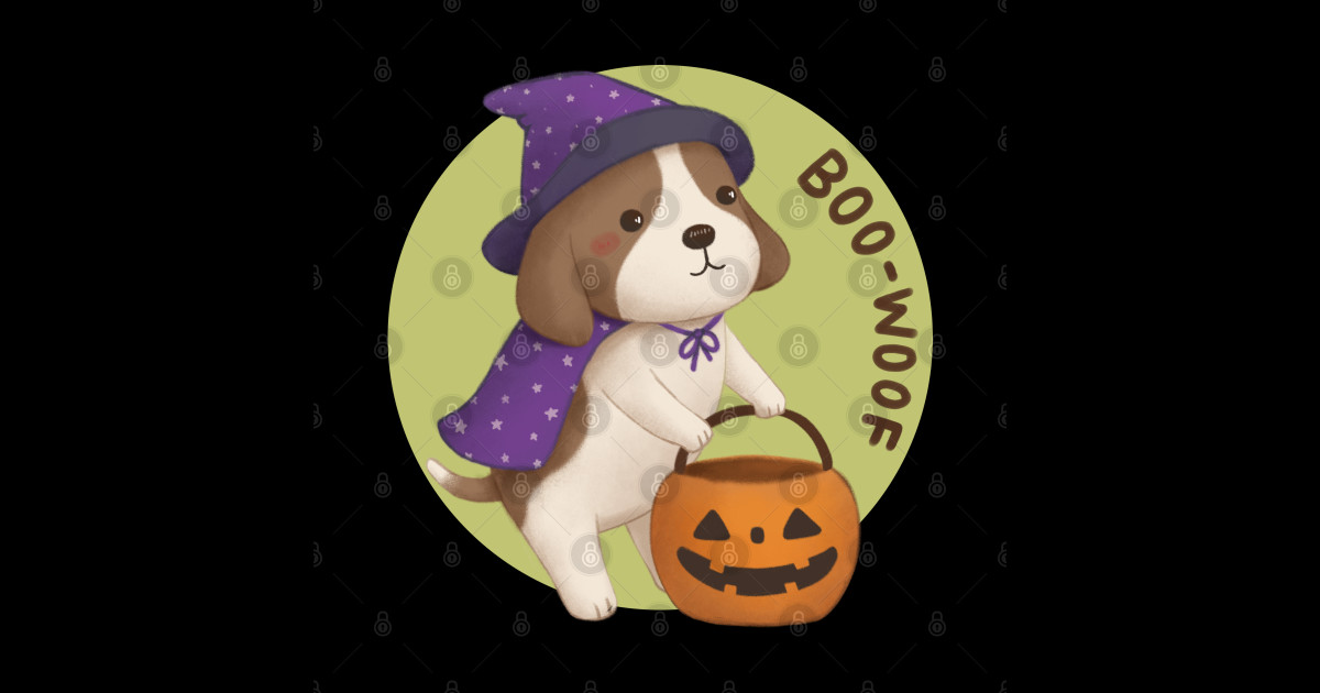Halloween Illustration: Boo-Woof (Beagle) - Halloween - Sticker | TeePublic