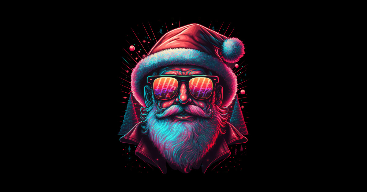 Retrowave Santa - Santa - Sticker | TeePublic