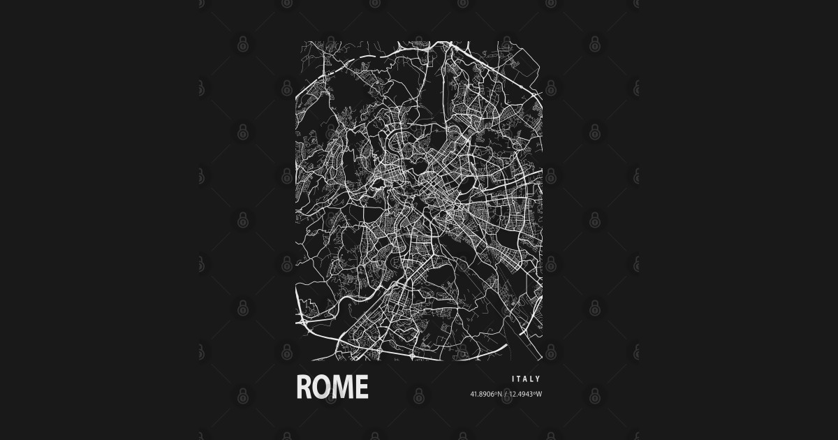 Rome Italy White Minimalist Street Map - Rome Map - T-Shirt | TeePublic