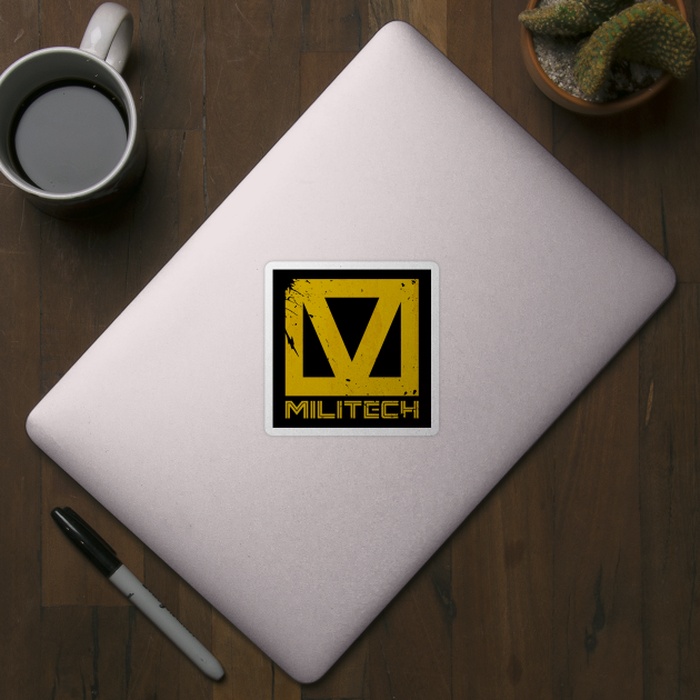 Cyberpunk Militech Logo - Worn - Cyberpunk - Sticker | TeePublic