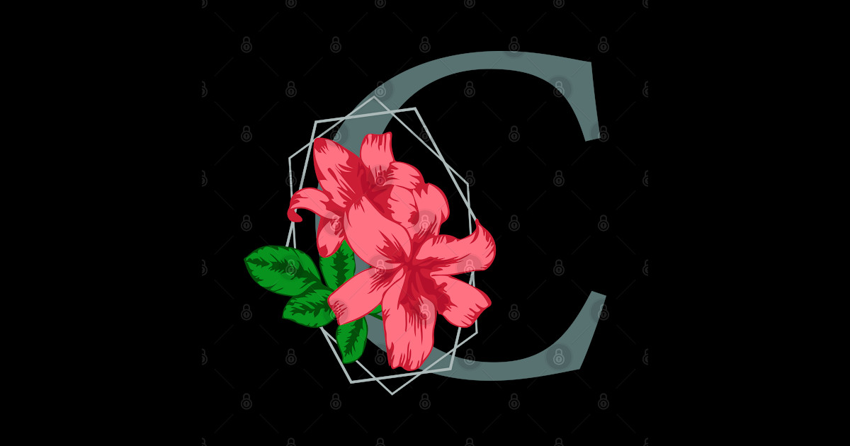 Stylized typography with capital letter C isolated monogram and floral ...