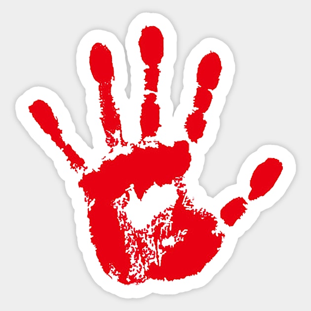 Red handprint Sign (stop) - Red - Sticker | TeePublic