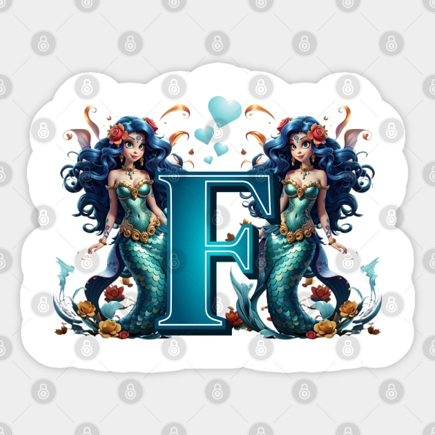 Mermaid Alphabet The Letter F - Letter Artwork - Sticker | TeePublic