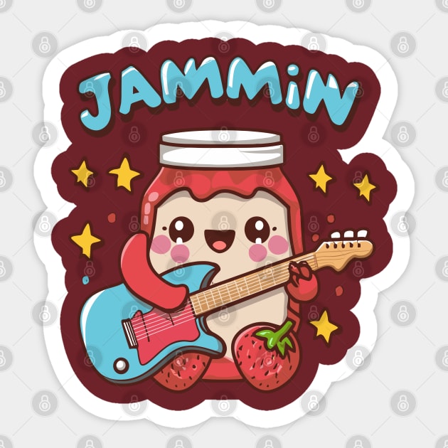 kawaii cute Strawberry jammin - Strawberry Lover - Sticker | TeePublic