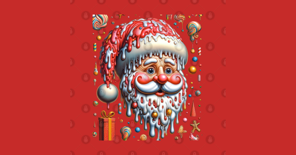 Surreal Melting Santa - Melting Santa - T-Shirt | TeePublic