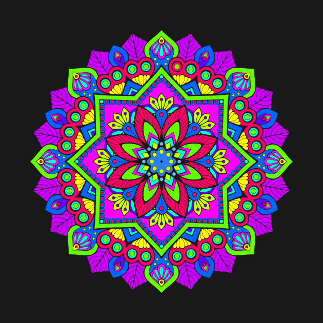Bright Colorful Mandala Art - Mandala Design - T-Shirt | TeePublic