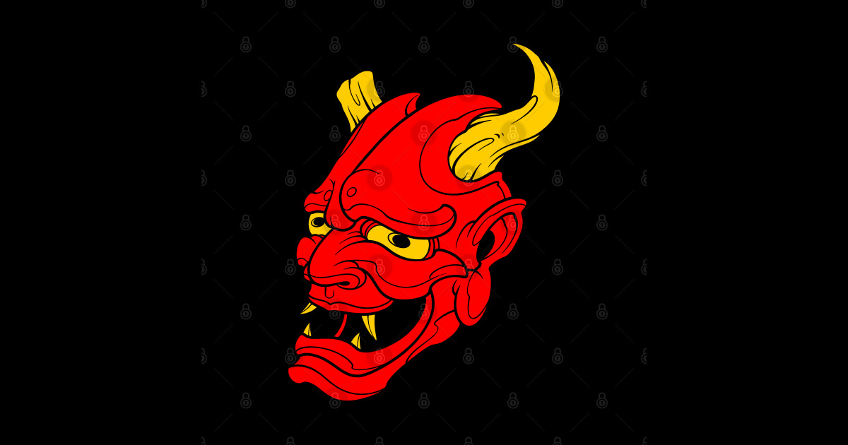 red oni mask - Oni Mask - Sticker | TeePublic