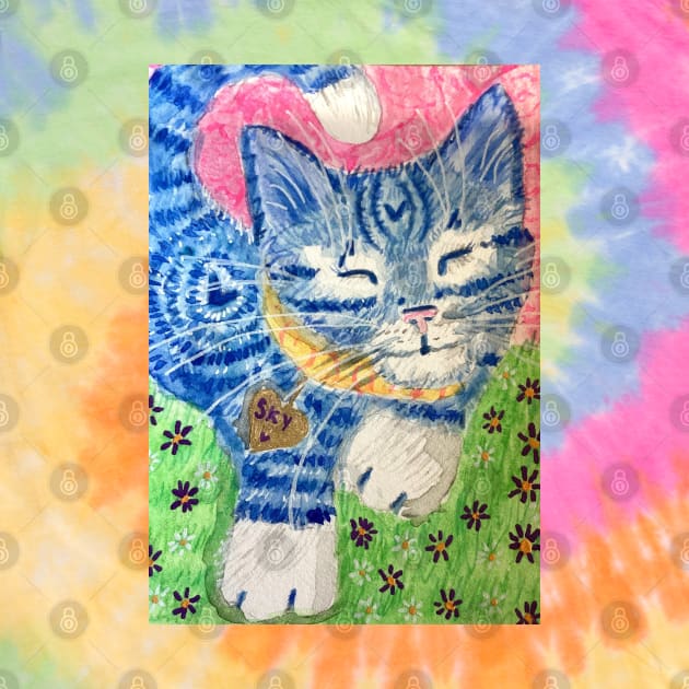 Sky blue cat - Sky Blue Cat - T-Shirt | TeePublic