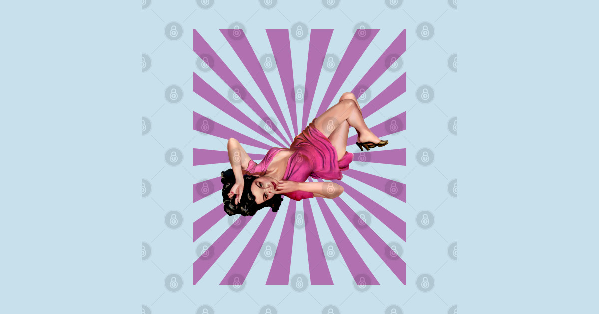 Pin Up Brunette Girl Purple Retro Vintage Design Pin Up Girl T