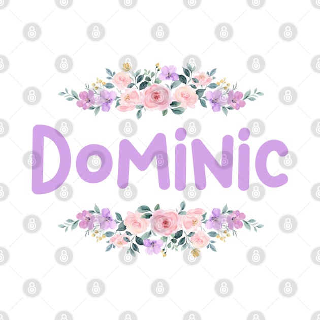Purple Flower Dominic Name Label - Purple Flower Dominic Name Label - T ...