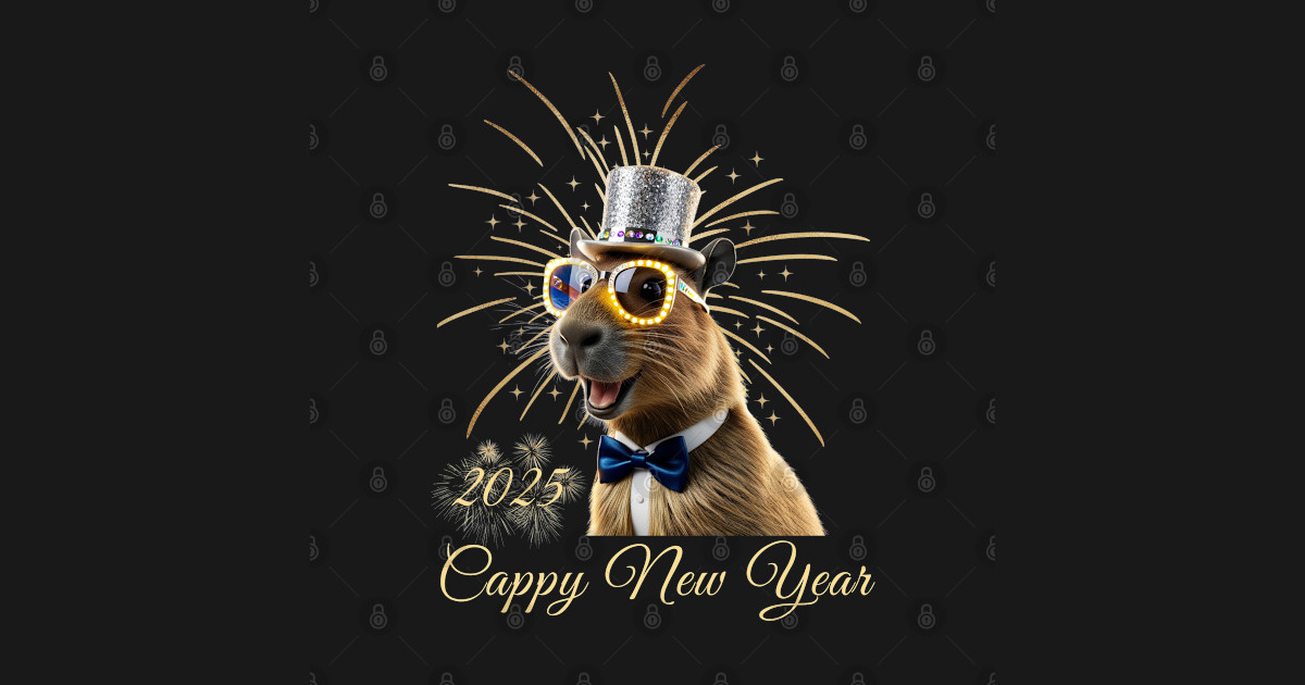 Cappy New Year 2025 – Festive Capybara Celebration Design - Capybara ...