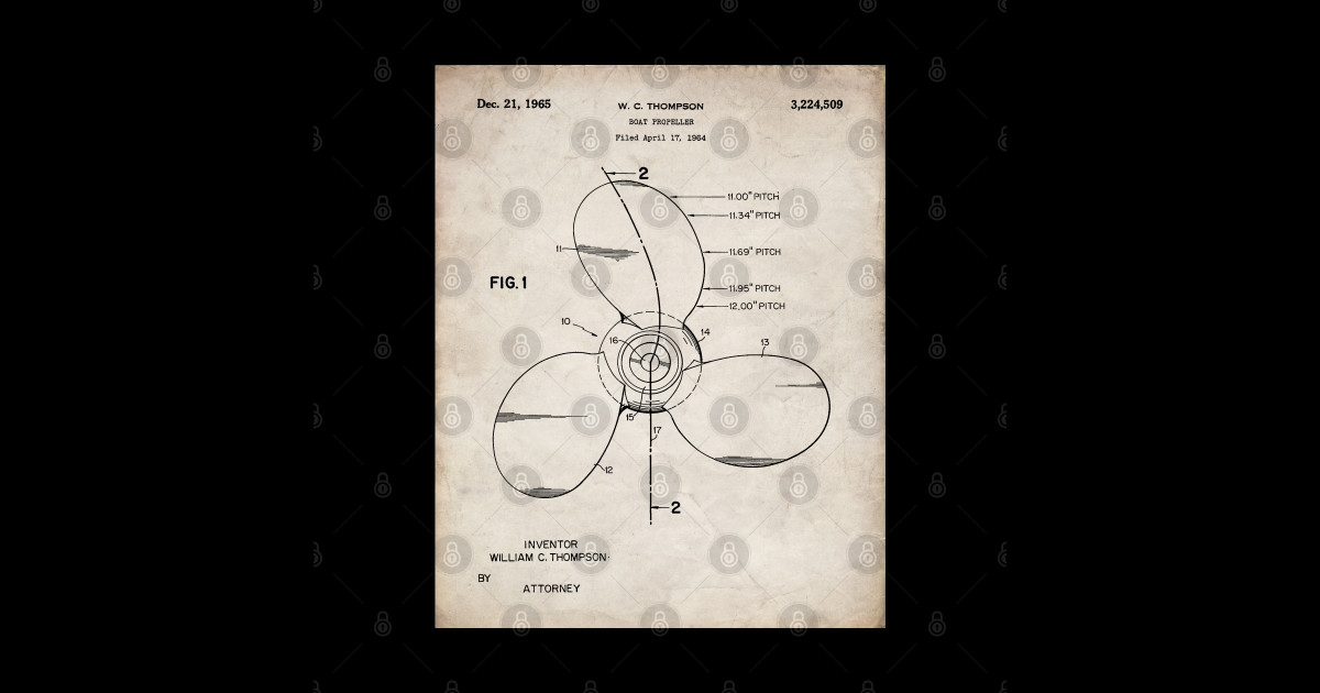 Boat Propeller Patent - Sailor Lake House Decor Art - Antique - Boat ...