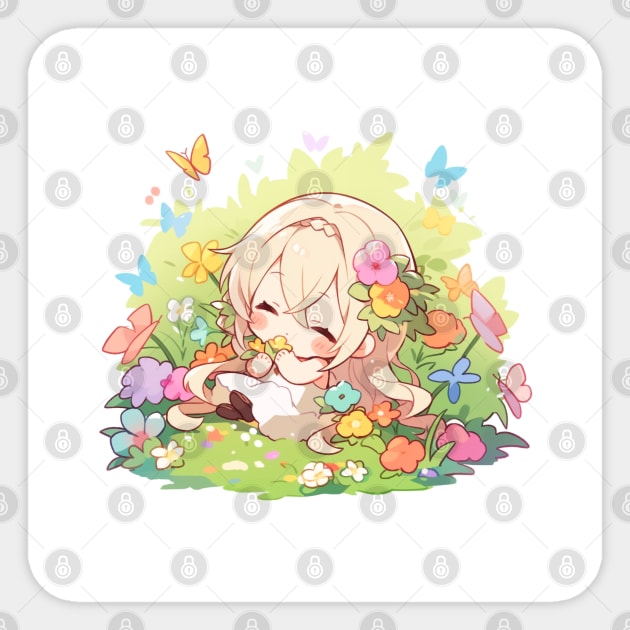 chibi flower girl - Anime - Sticker | TeePublic