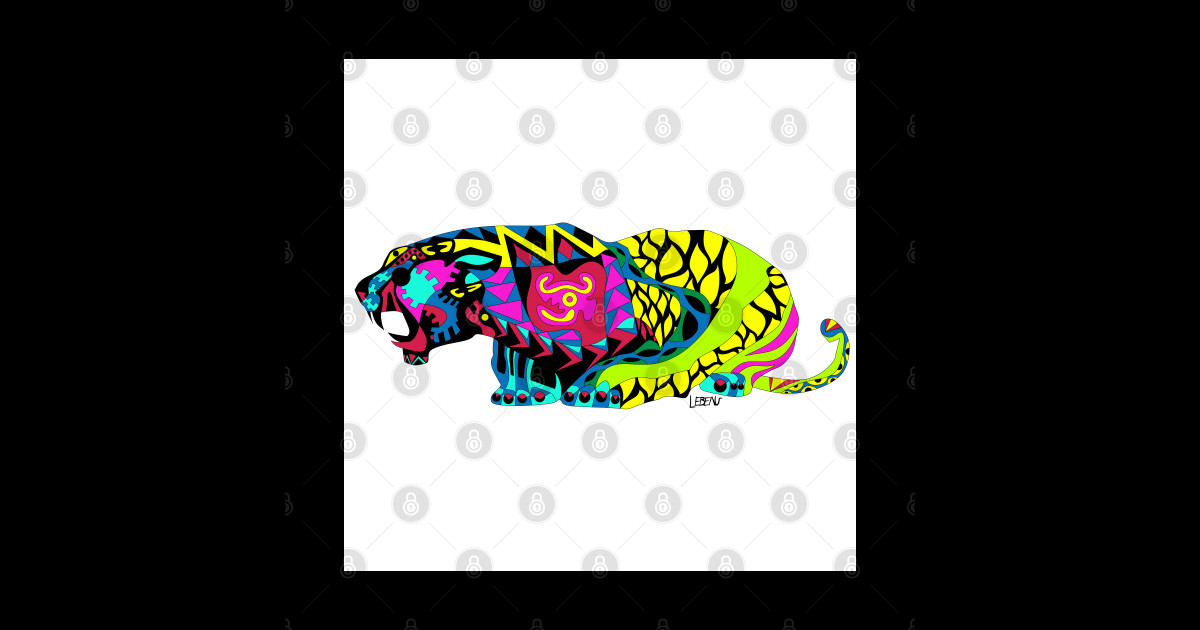 wild giant chinese tiger ecopop in mayan patterns art - Tiger - Sticker ...