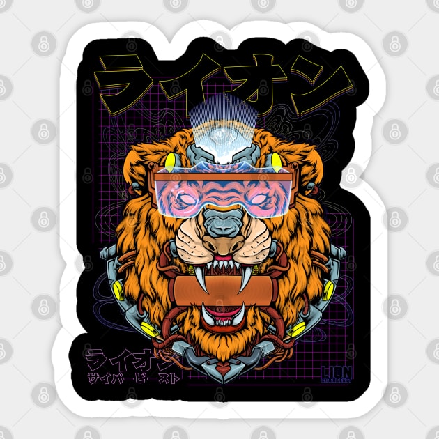 Lion cyber beast - Streetwear - Sticker | TeePublic
