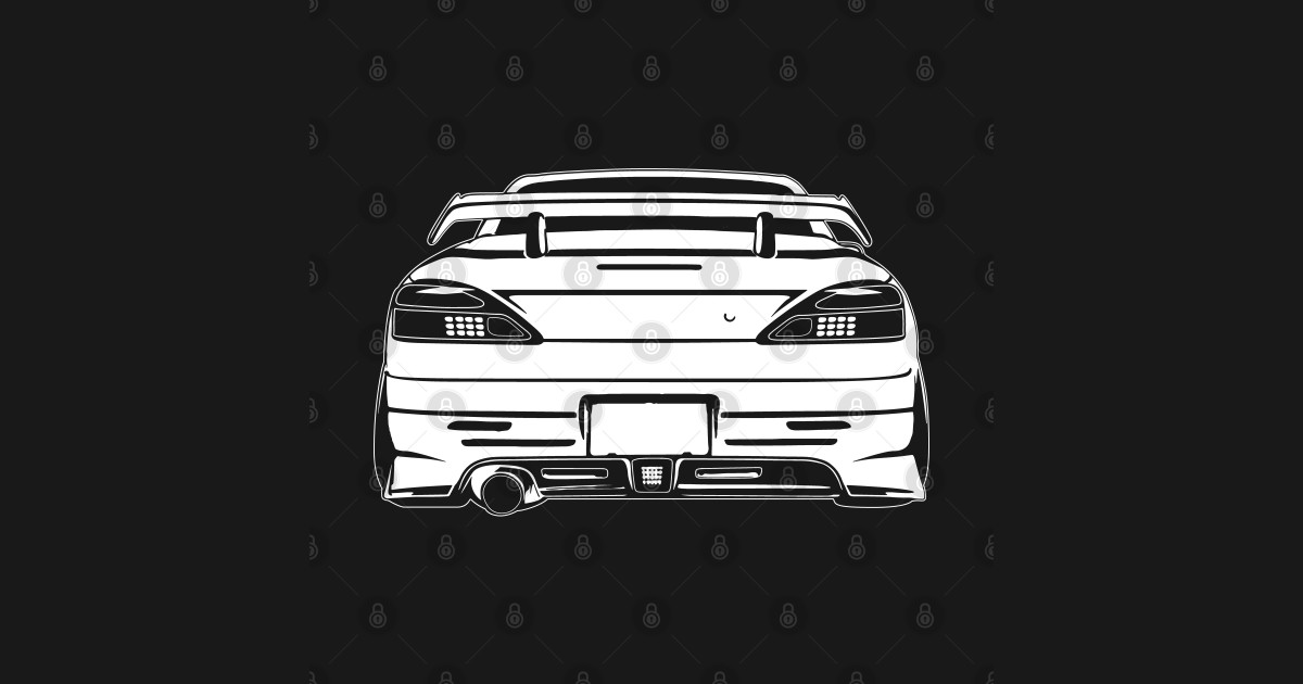 White Nissan Silvia S15 Back View Sketch Art - Nissan - T-Shirt | TeePublic
