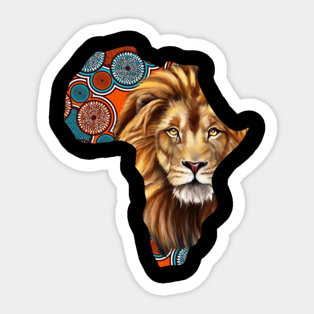 Africa Map with Lion, African Pattern - Africa Map - Sticker | TeePublic