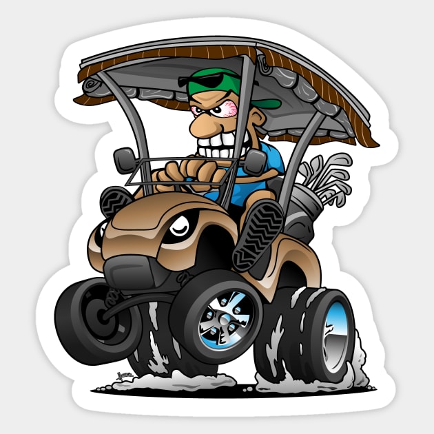 Funny Golf Cart Hotrod Golf Car Popping a Wheelie Cartoon - Golf Cart ...