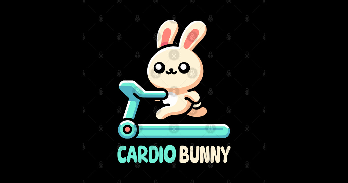 Cardio Bunny! Cute Exercise Pun - Funny Cardio - Sticker | TeePublic