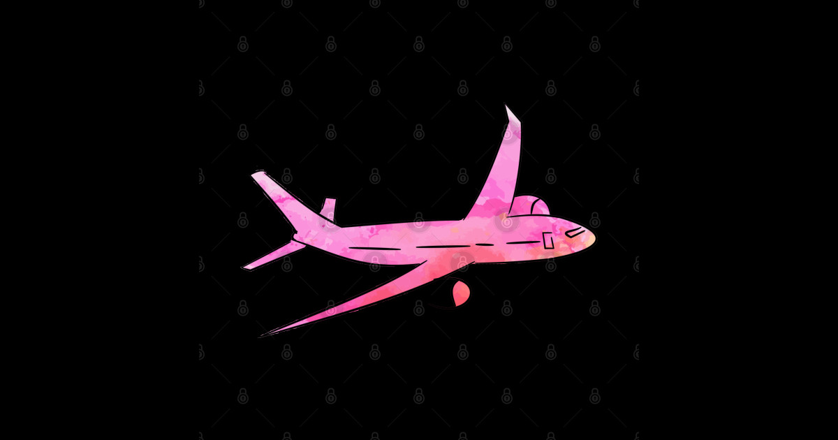 Pink airplane - Airplane - Sticker | TeePublic