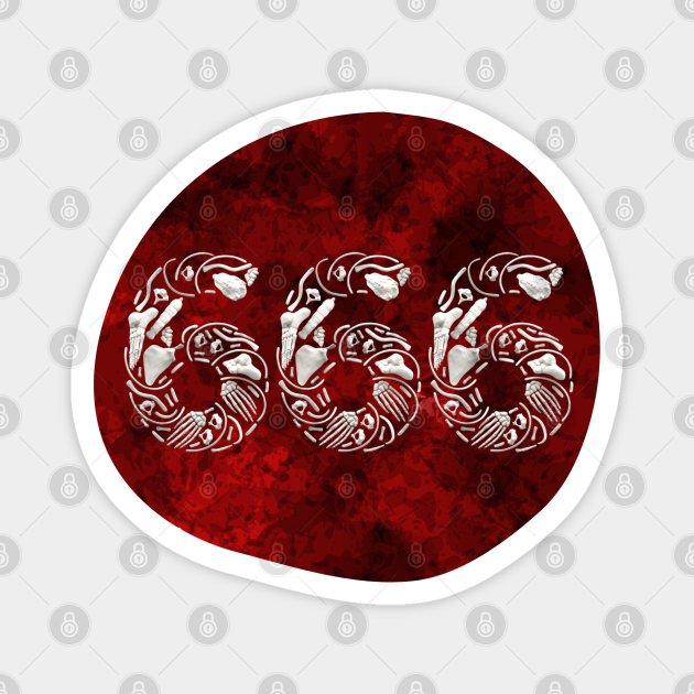 Satanic 666 made of bones over blood-red texture - 666 - Magnet | TeePublic