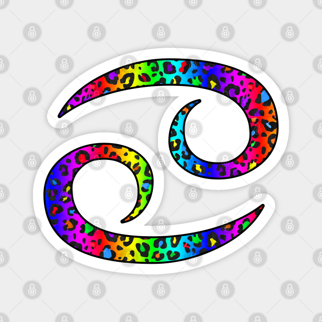 Cancer Zodiac Horoscope Symbol in Dark Rainbow Leopard Print - Cancer ...
