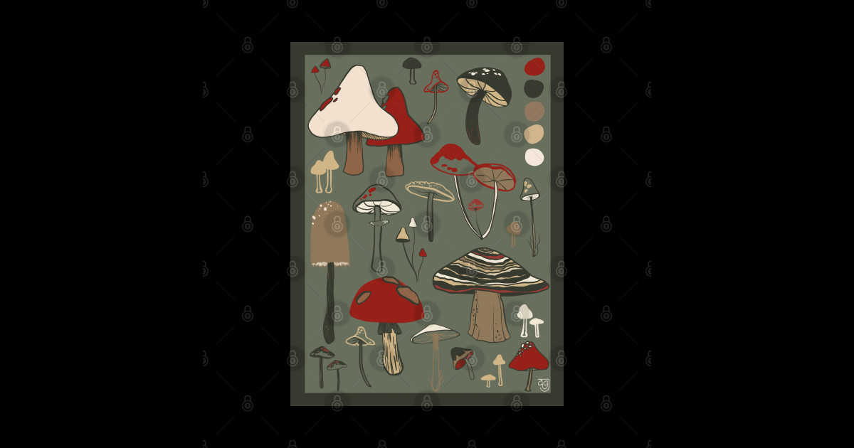 Mushrooms Botanical Cottagecore Doodles - Mushroom - Sticker | TeePublic