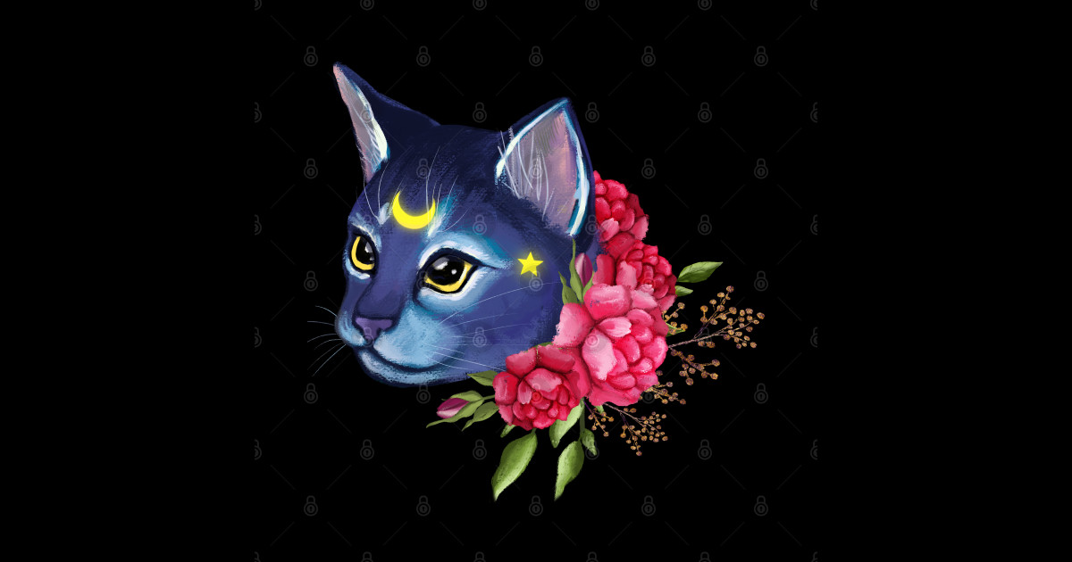 Moon Cat - Magic Cat - Sticker | TeePublic