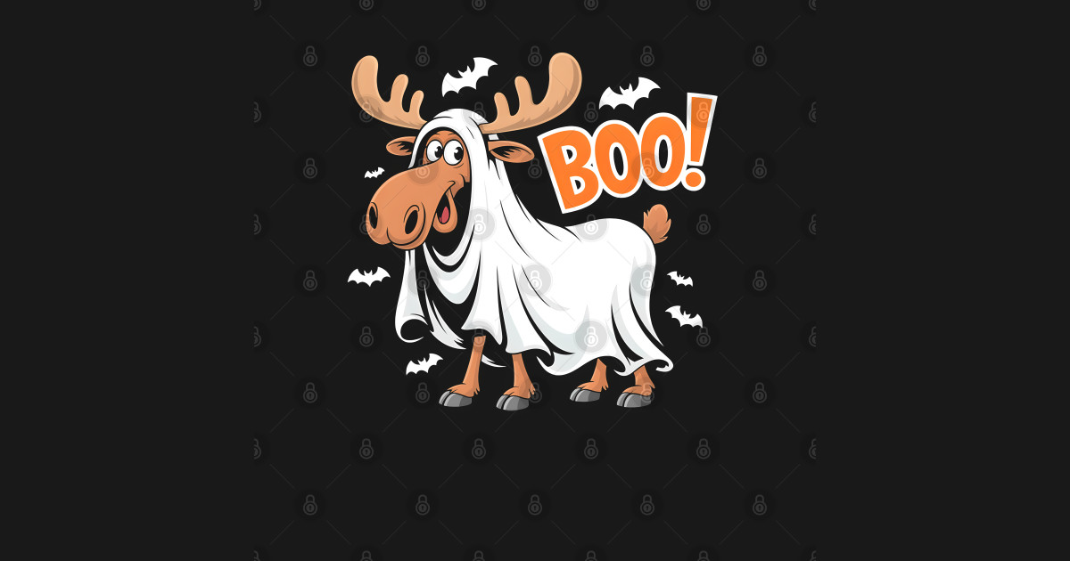Spooky Moose Ghost Boo Costume - Funny Moose Ghost Halloween - T-Shirt ...