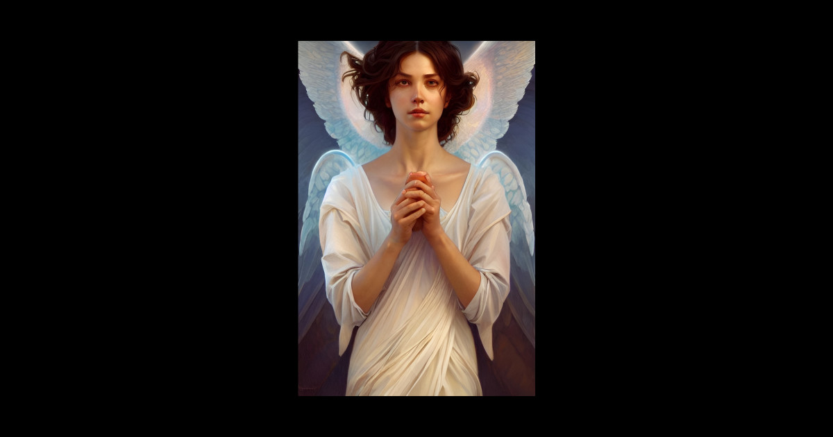 Beautiful Praying Angel Boy Ethereal Fantasy Art - Praying - Sticker ...