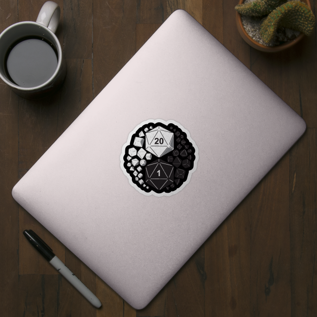 D20 Yin Yang DnD Dice Dungeons and Dragons Print - Dnd - Sticker ...