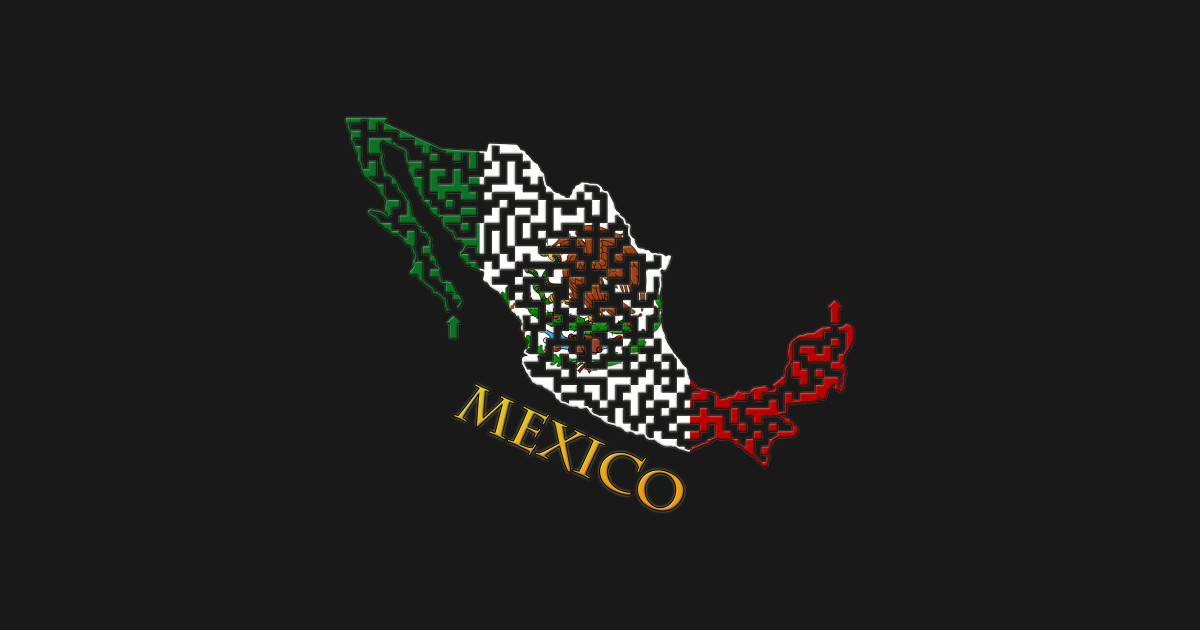 Mexico Outline Maze & Labyrinth - Mexico - T-Shirt | TeePublic