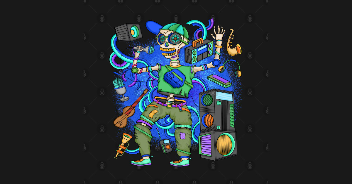 Skeleton Singer Karaoke time - Dia De Los Muertos - Music Lover - Cute ...