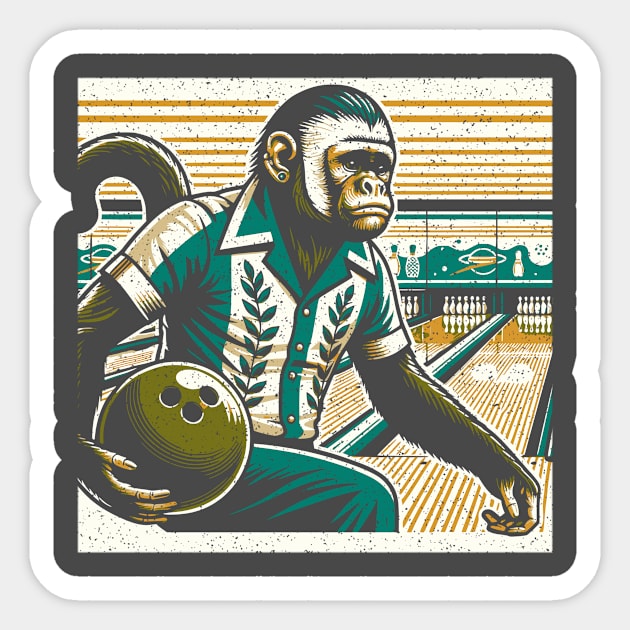 Capuchin Bowling Champ - Bowling Monkey - Sticker | TeePublic