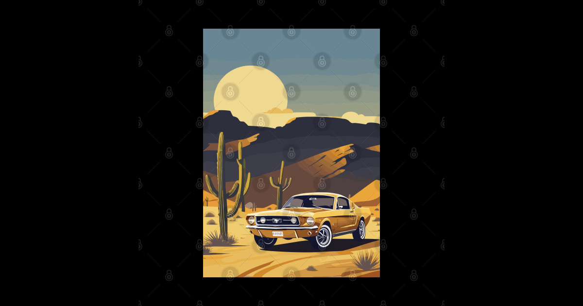 Muscle Car Desert Scene - Muscle Car - Sticker | TeePublic