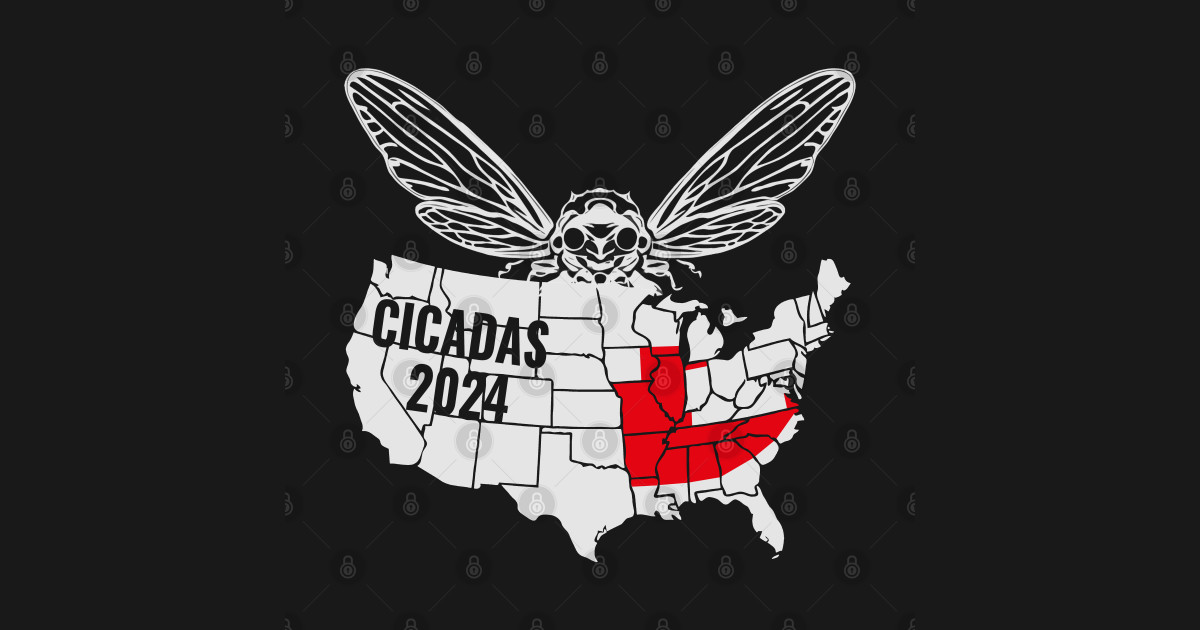 Cicada 2024 Map Cicadas invasion - Cicada 2024 - T-Shirt | TeePublic