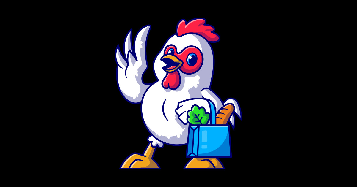 Cute chicken Groceries Shopping Cartoon - Cute Chicken Groceries ...