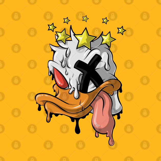 Ducked Up, Graffiti Drip - Cartoon Duck - T-Shirt | TeePublic