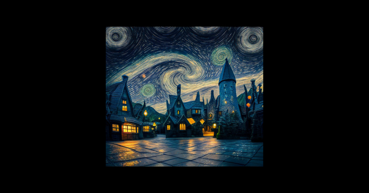 Starry Night Over Hogsmeade Village - Shrieking Shack - Sticker | TeePublic
