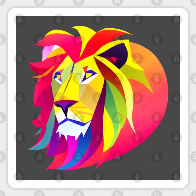 Sunset Lion - Lion Face - Sticker | TeePublic