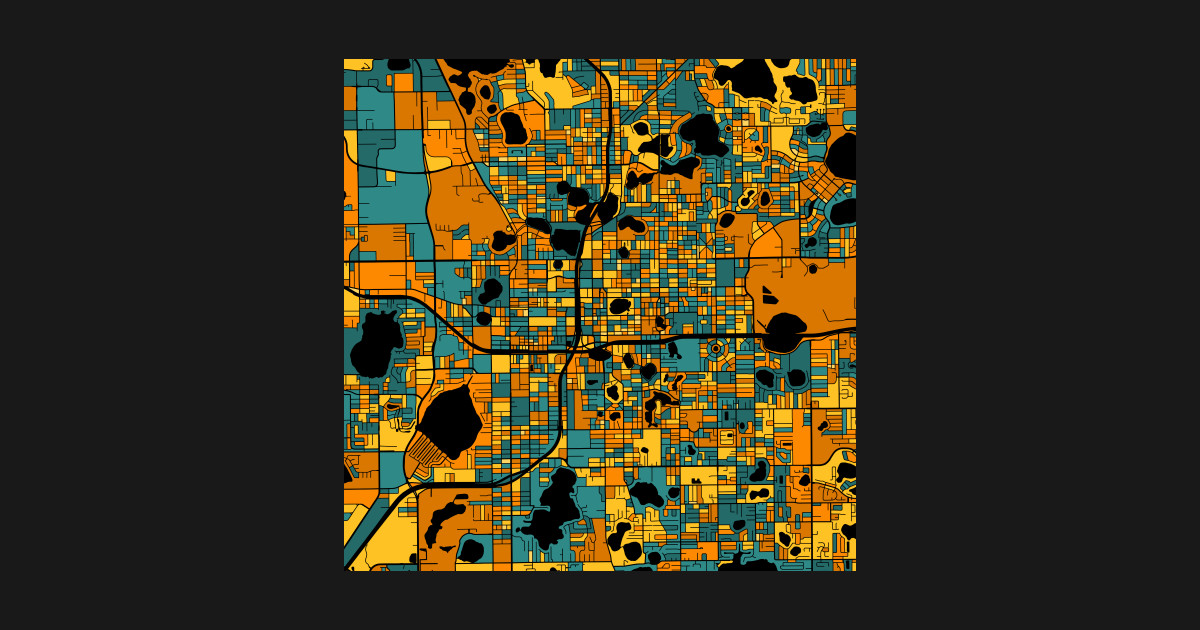 Orlando Map Pattern in Orange & Teal - Orlando Map - T-Shirt | TeePublic