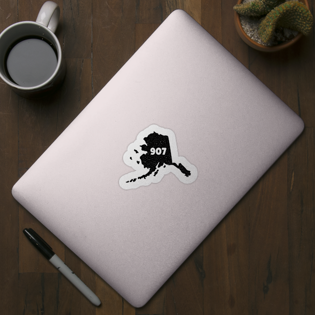 Alaska Map: Area Code 907 - Alaska - Sticker | TeePublic