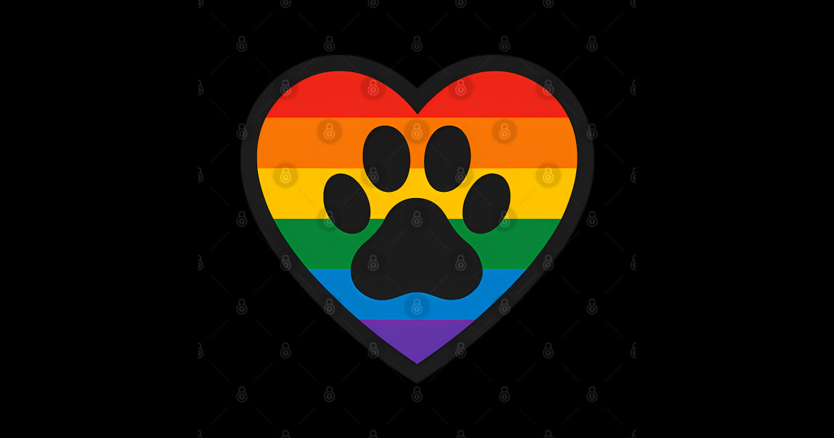 LGBTQ Furry Pride Heart Pawprint Logo - Furry - Sticker | TeePublic