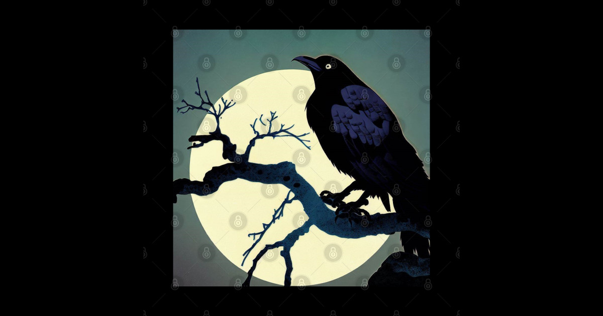 Raven on a Branch - Raven - Sticker | TeePublic